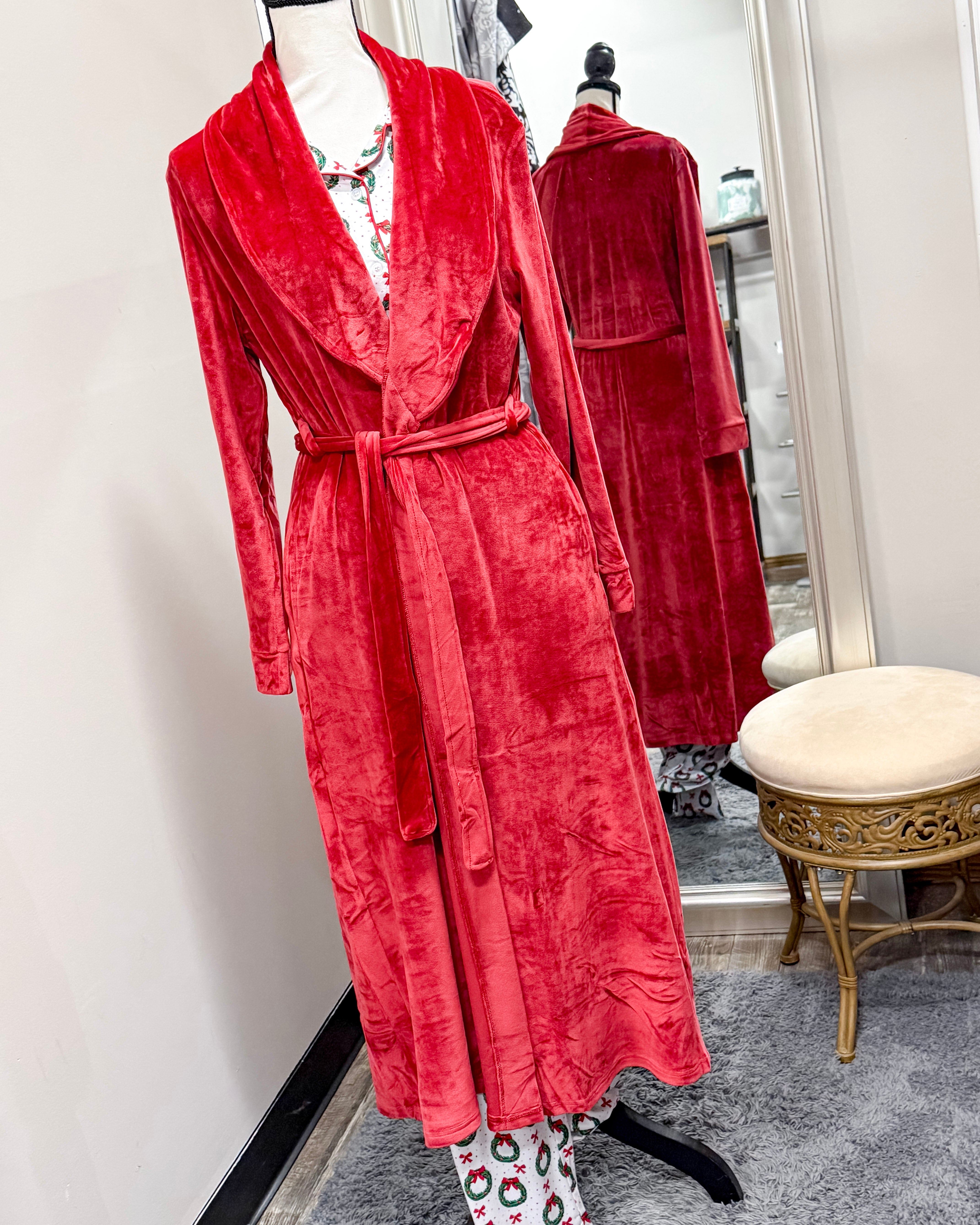 Classic Harbin Robe - Dark Red – Rachel Rene